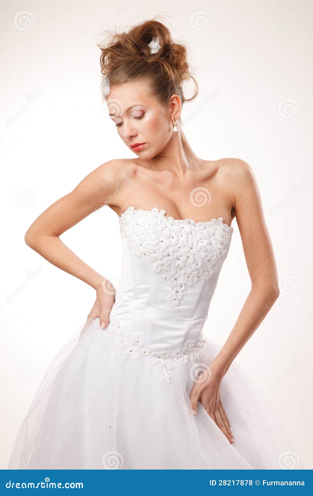 Bride is looking down stock photo. Image of looking, away - 28217878