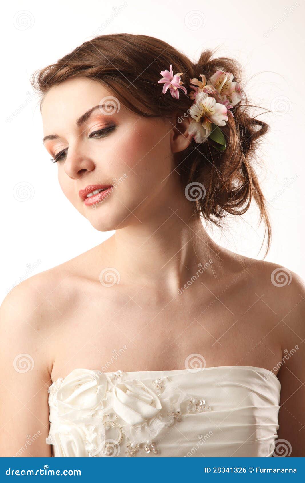 Bride is looking down stock photo. Image of hairstyle - 28341326