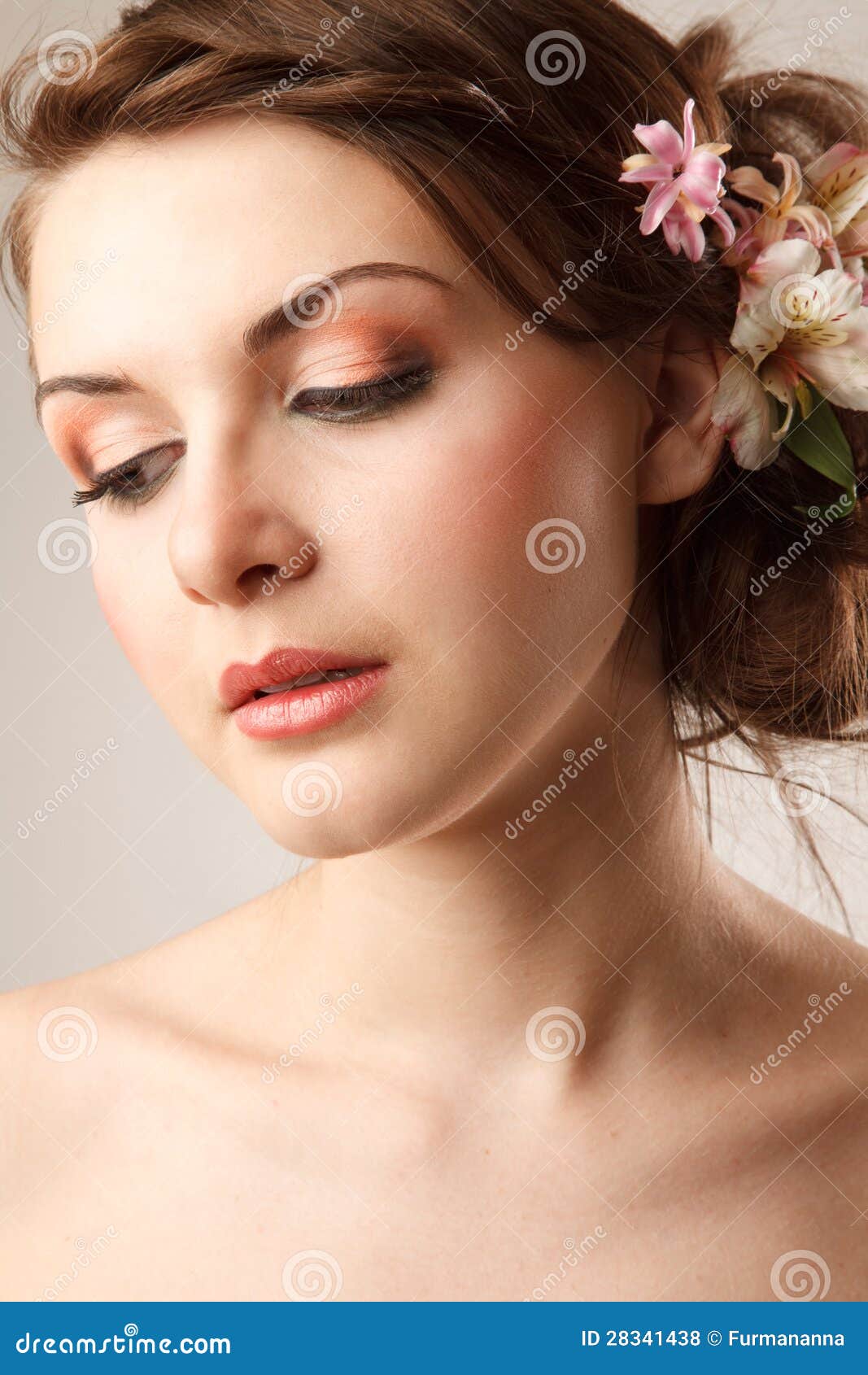 Bride is looking down stock photo. Image of engagement - 28341438