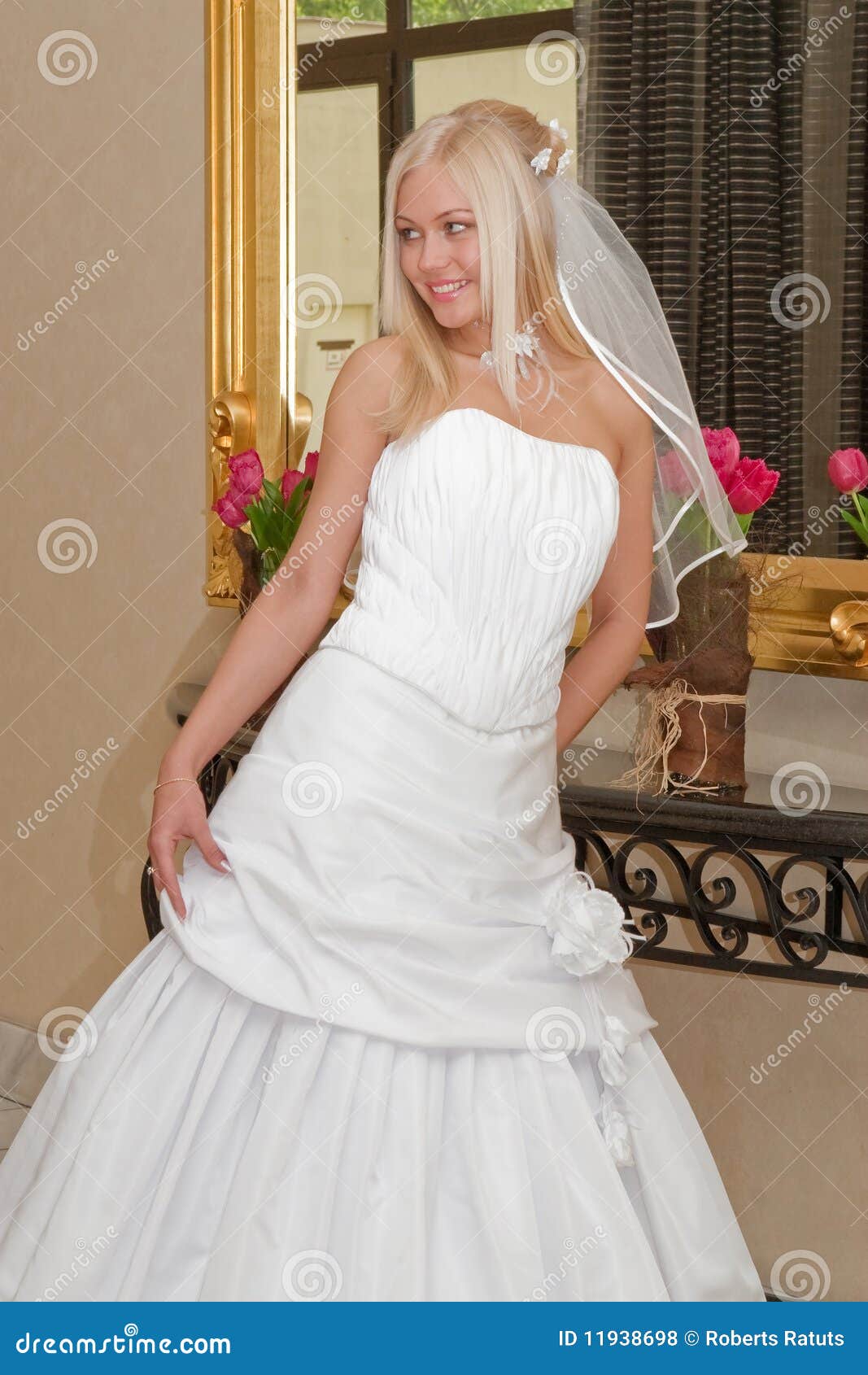 Bride on the mirror stock photo. Image of love, fashion - 11938698