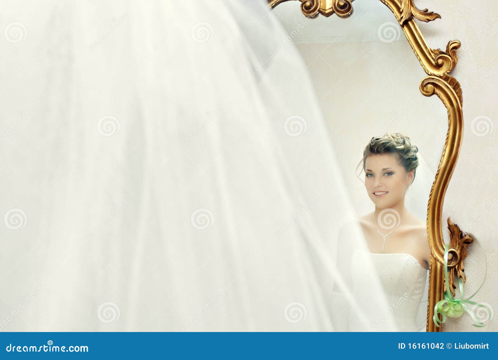 Bride in the mirror stock photo. Image of glamour, color - 16161042