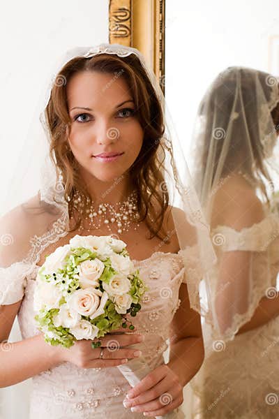 Bride at the mirror stock image. Image of nature, celebration - 2872921