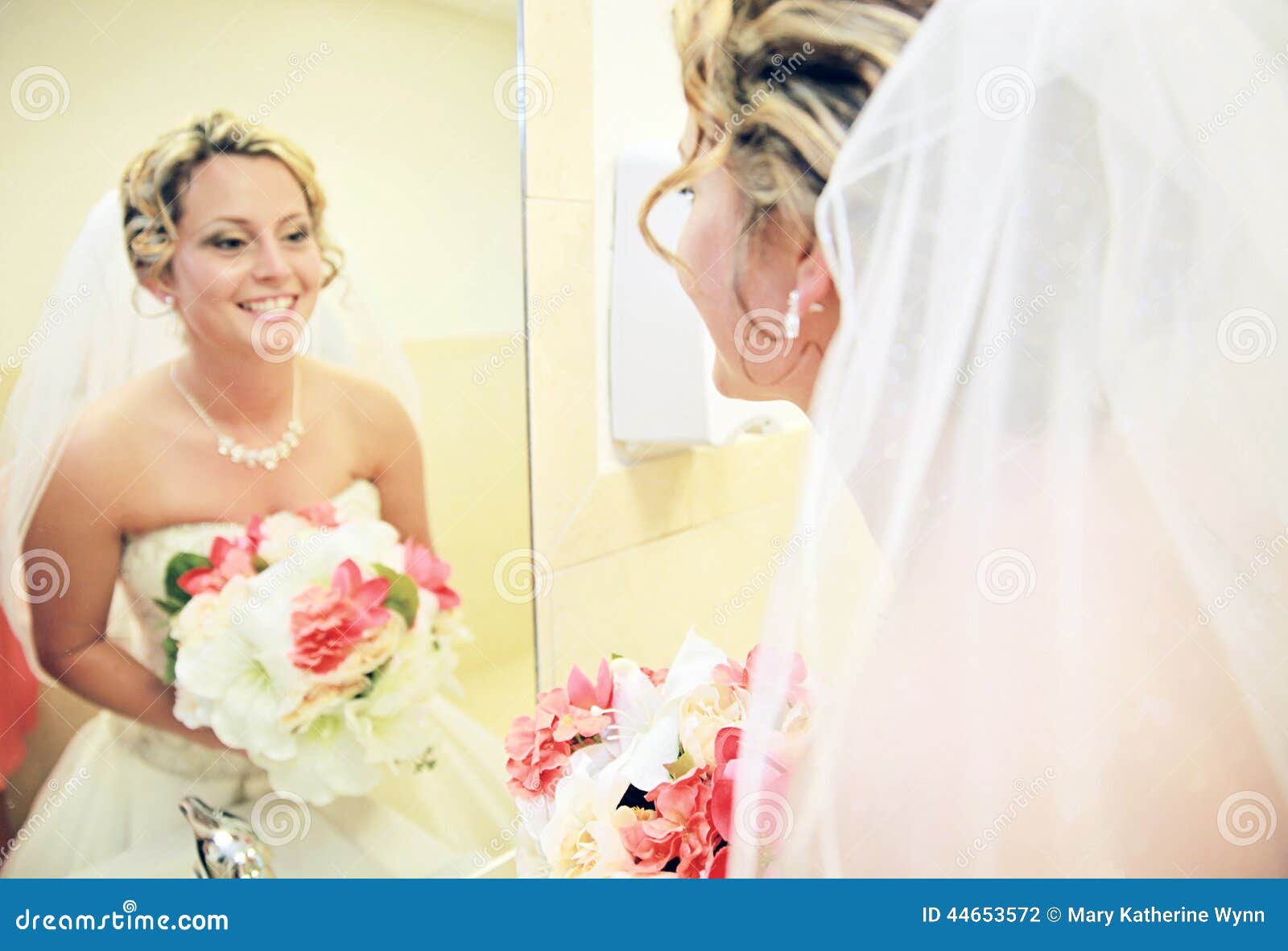 Bride in mirror stock photo. Image of back, twist, formal - 44653572
