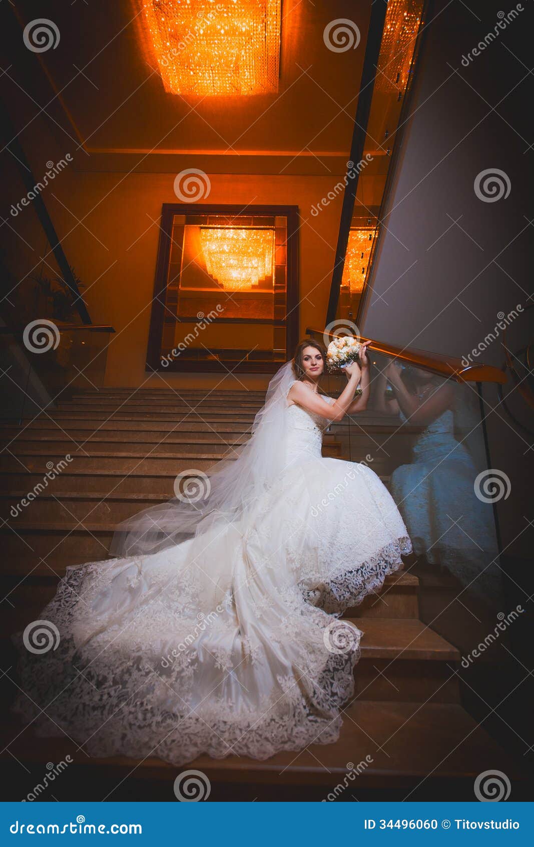 Bride in the Modern Hotel Hall Stock Photo - Image of wedding, love ...