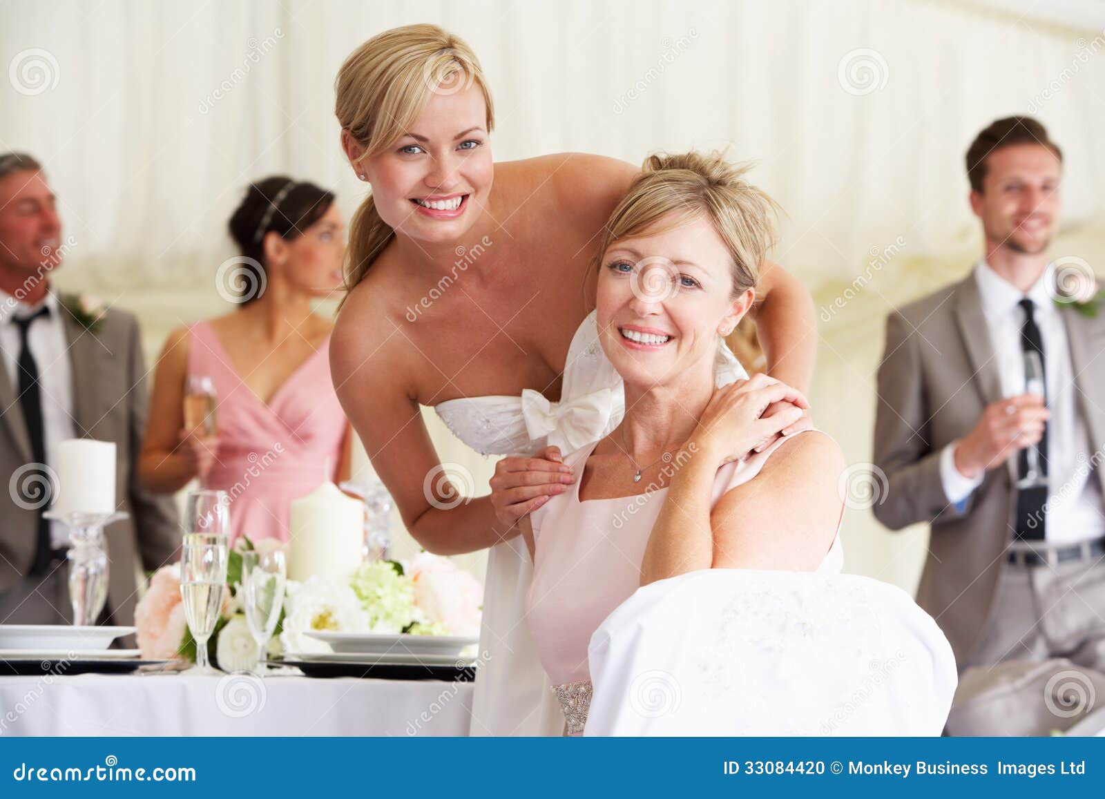 Bride with Mother at Wedding Reception Stock Photo - Image of marquee ...