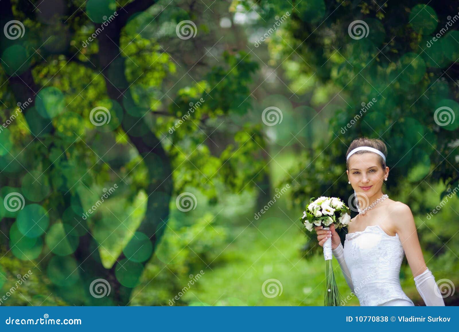 Bride near the tree stock photo. Image of flowers, caucasian - 10770838