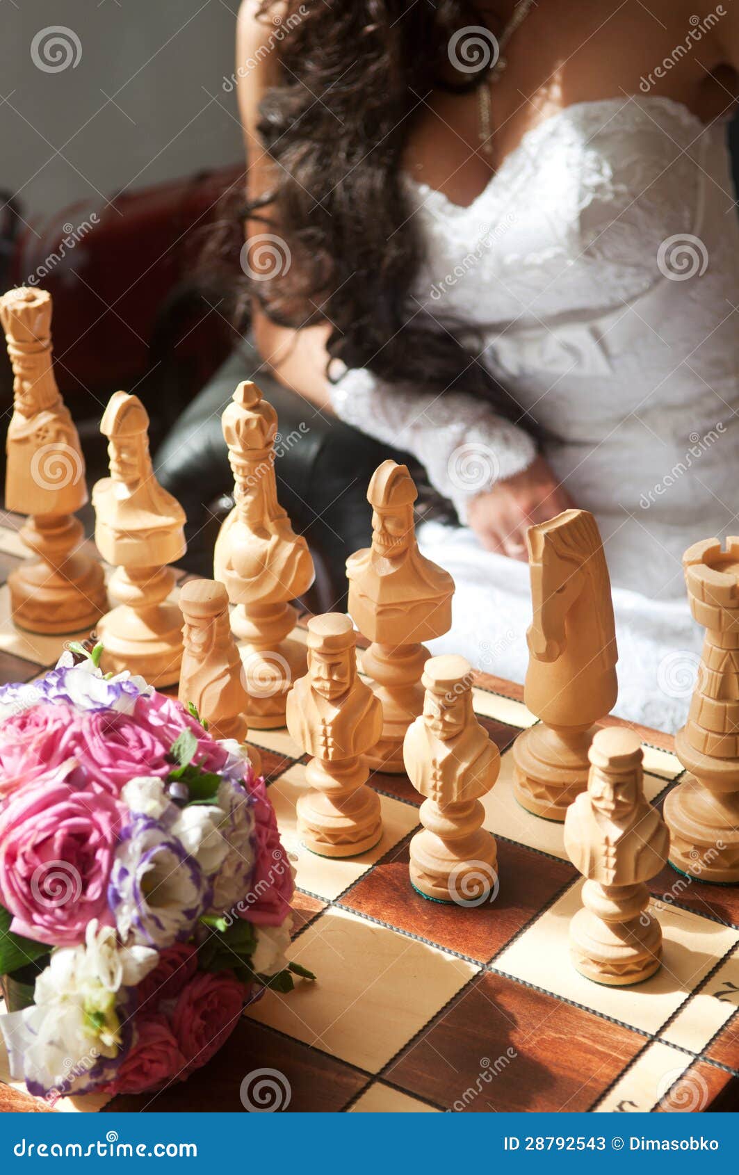 Bride play chess stock image. Image of competition, chessman - 28792543