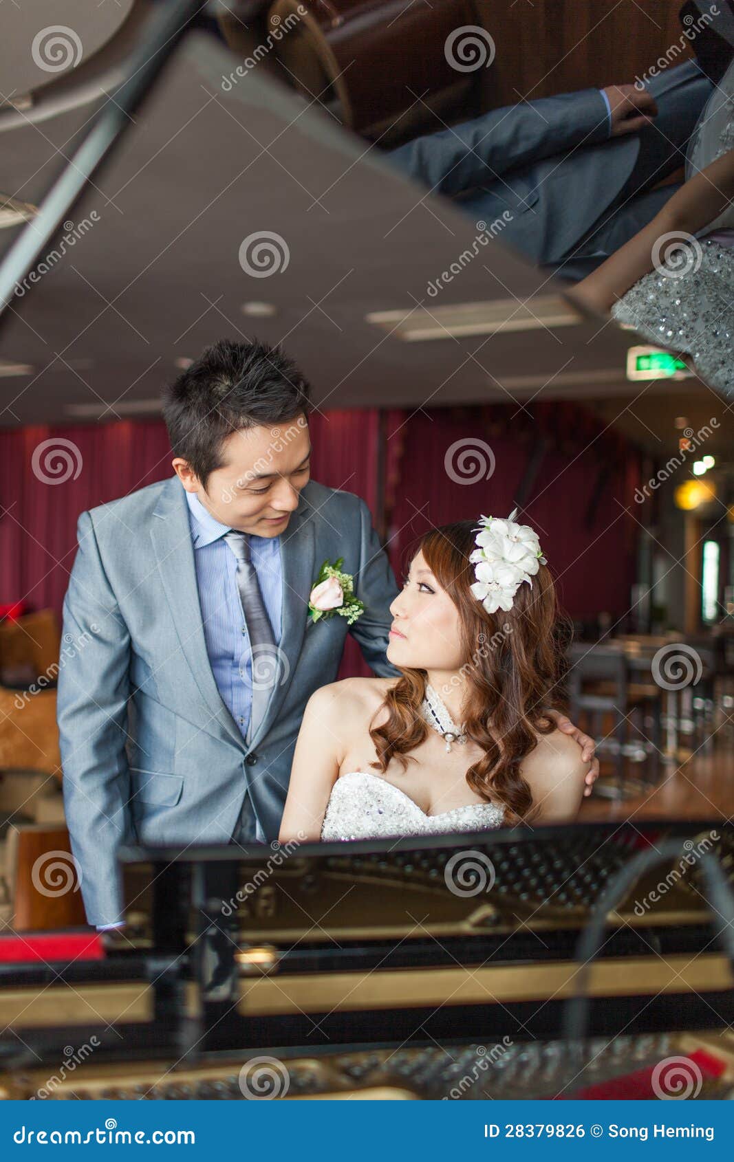 Bride is playing piano stock photo. Image of ceremony - 28379826