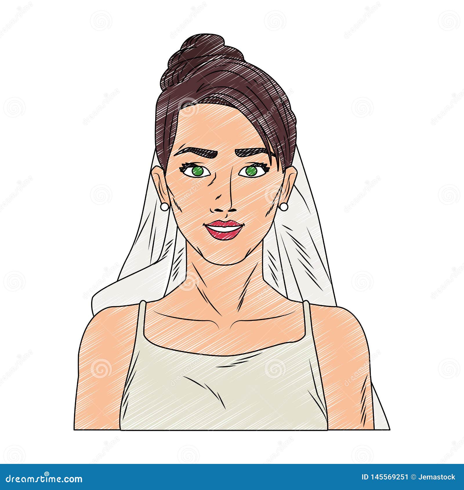 Bride Pop Art Cartoon Scribble Stock Vector - Illustration of groom ...