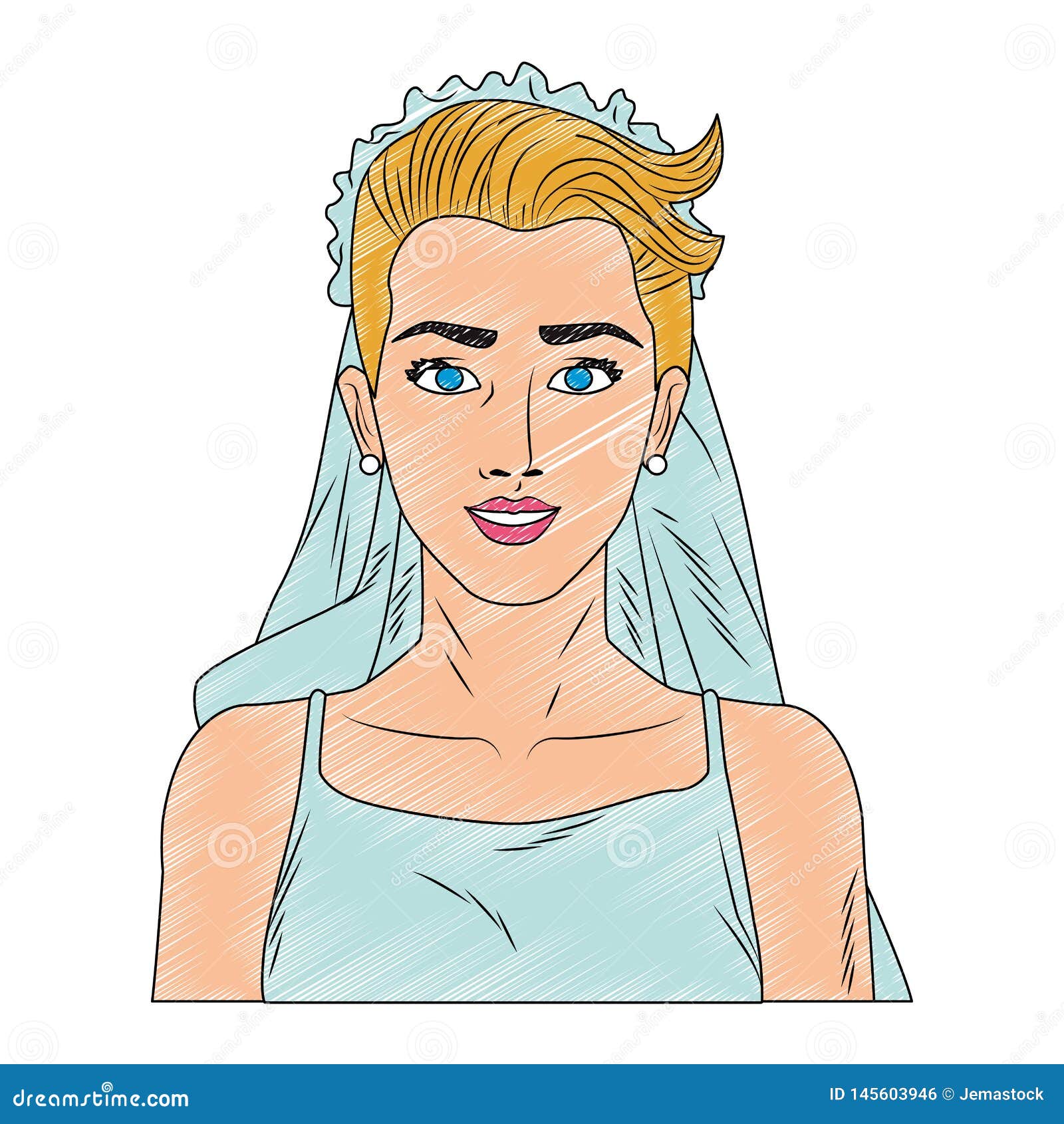 Bride In Short White Dress. Wedding Fashion. Cartoon Vector ...