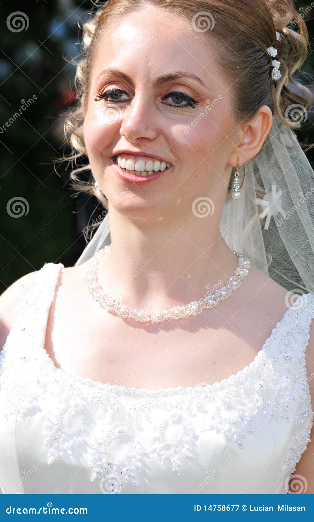 Bride portrait stock image. Image of jewels, laughing - 14758677