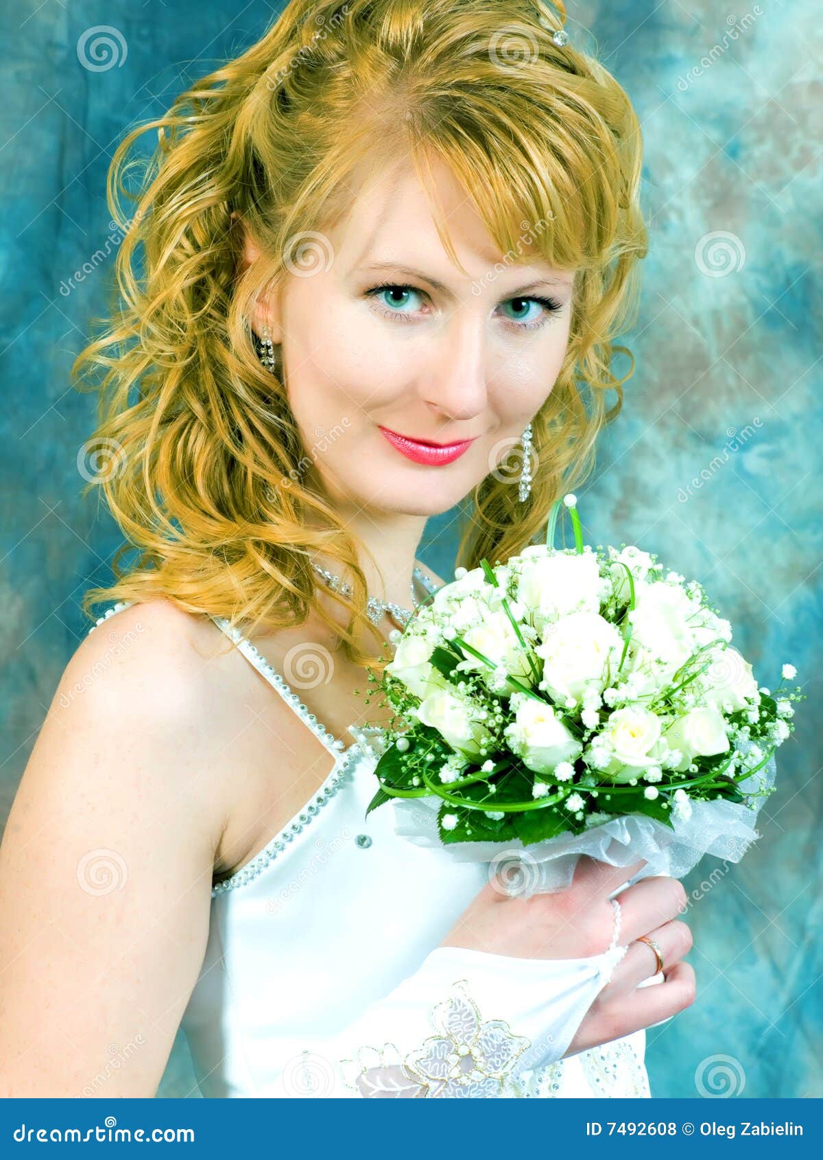 Bride portrait stock photo. Image of blue, looking, wedding - 7492608