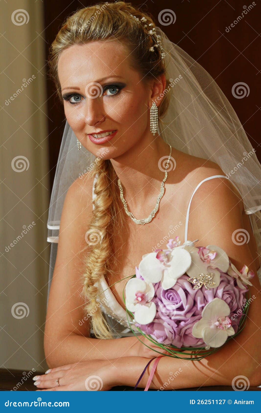 Bride portrait indoors stock image. Image of bride, portrait - 26251127