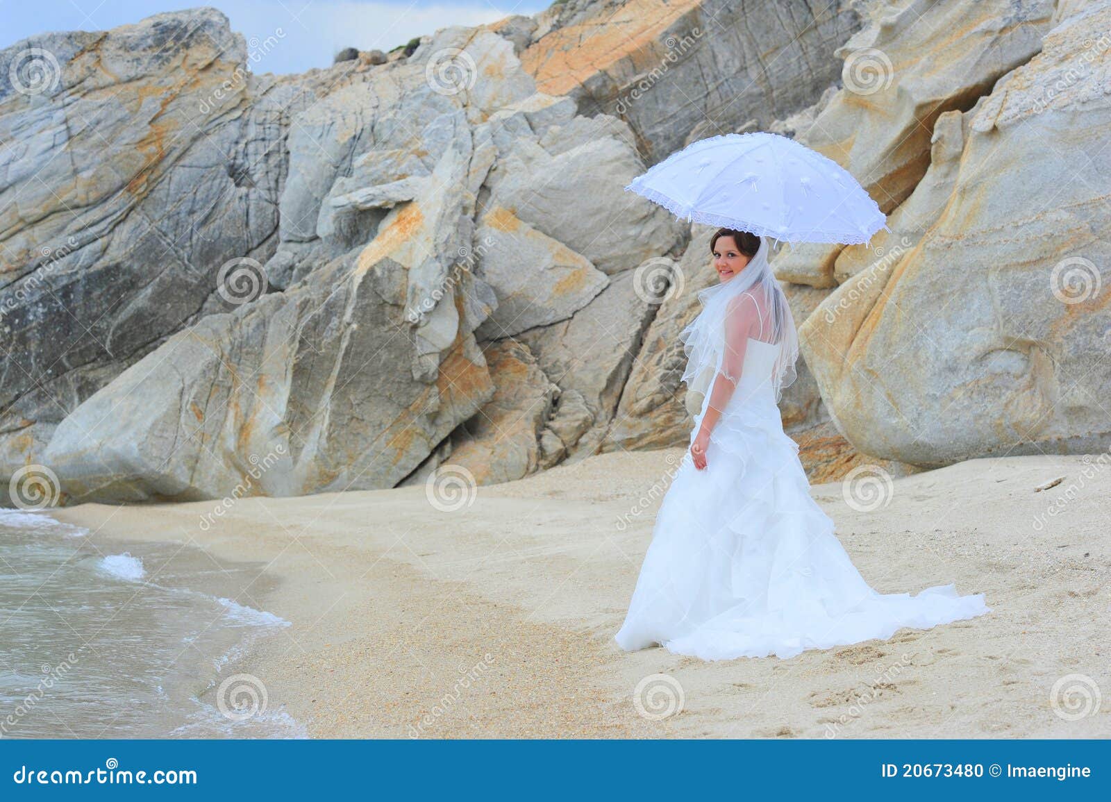Bride Portrait by the Sea Shore Stock Photo - Image of dress, fresh ...