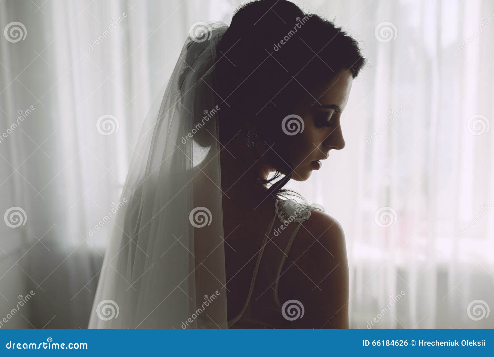 Bride Posing in a Large Window Stock Photo - Image of person, caucasian ...