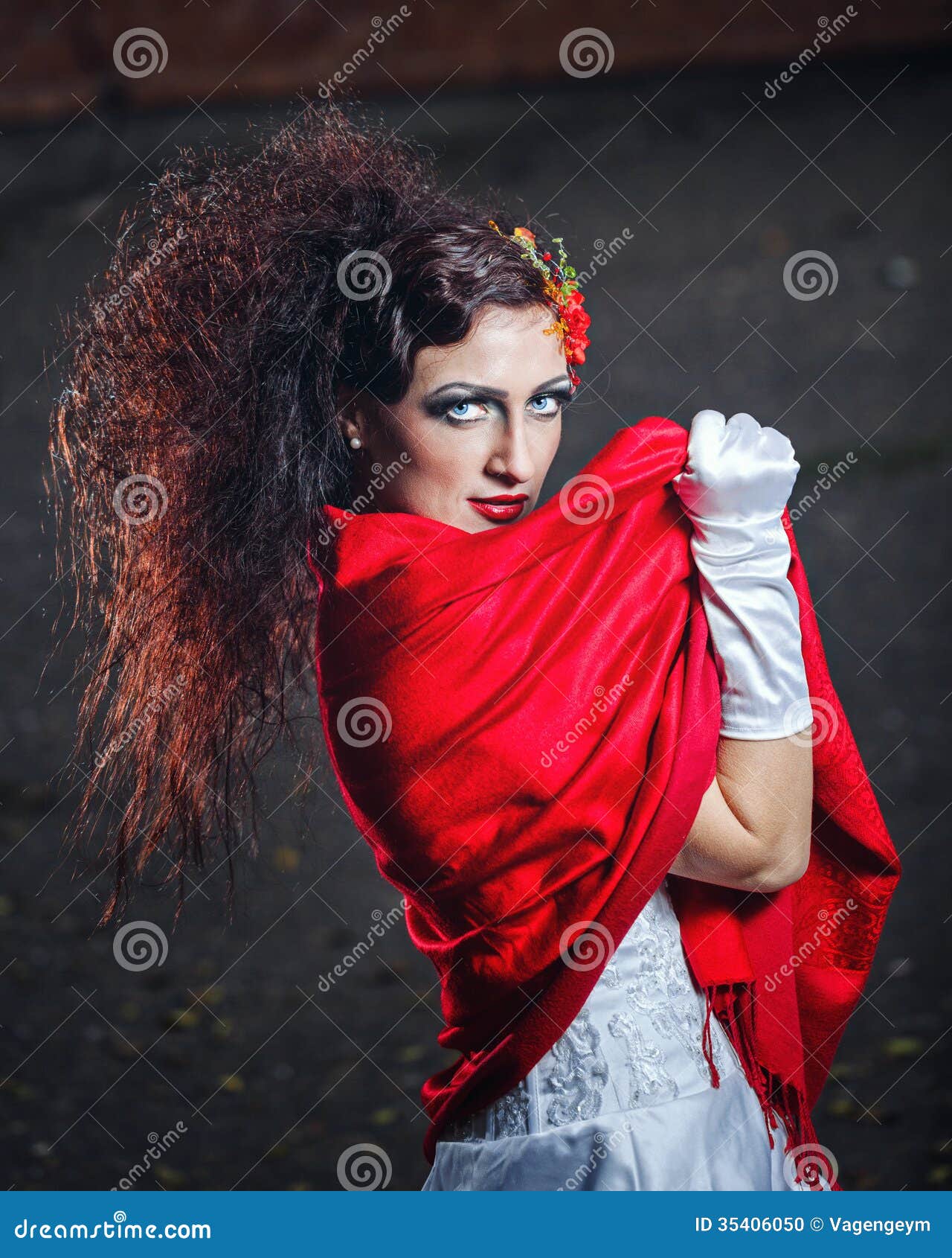 Bride with red shawl stock photo. Image of carnality - 35406050