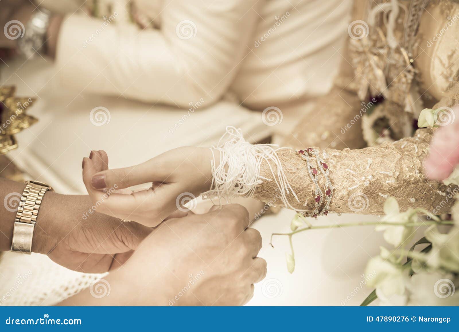 The Brides Hands are Tied with Thread Stock Photo - Image of blossom ...