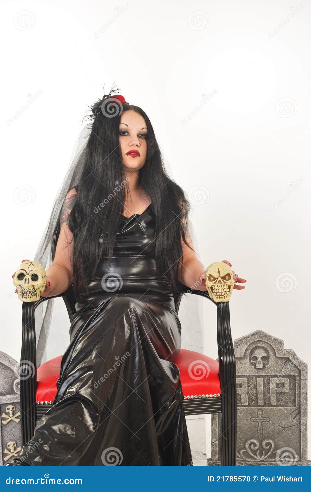 Bride of Satan sitting stock photo. Image of skulls, halloween - 21785570
