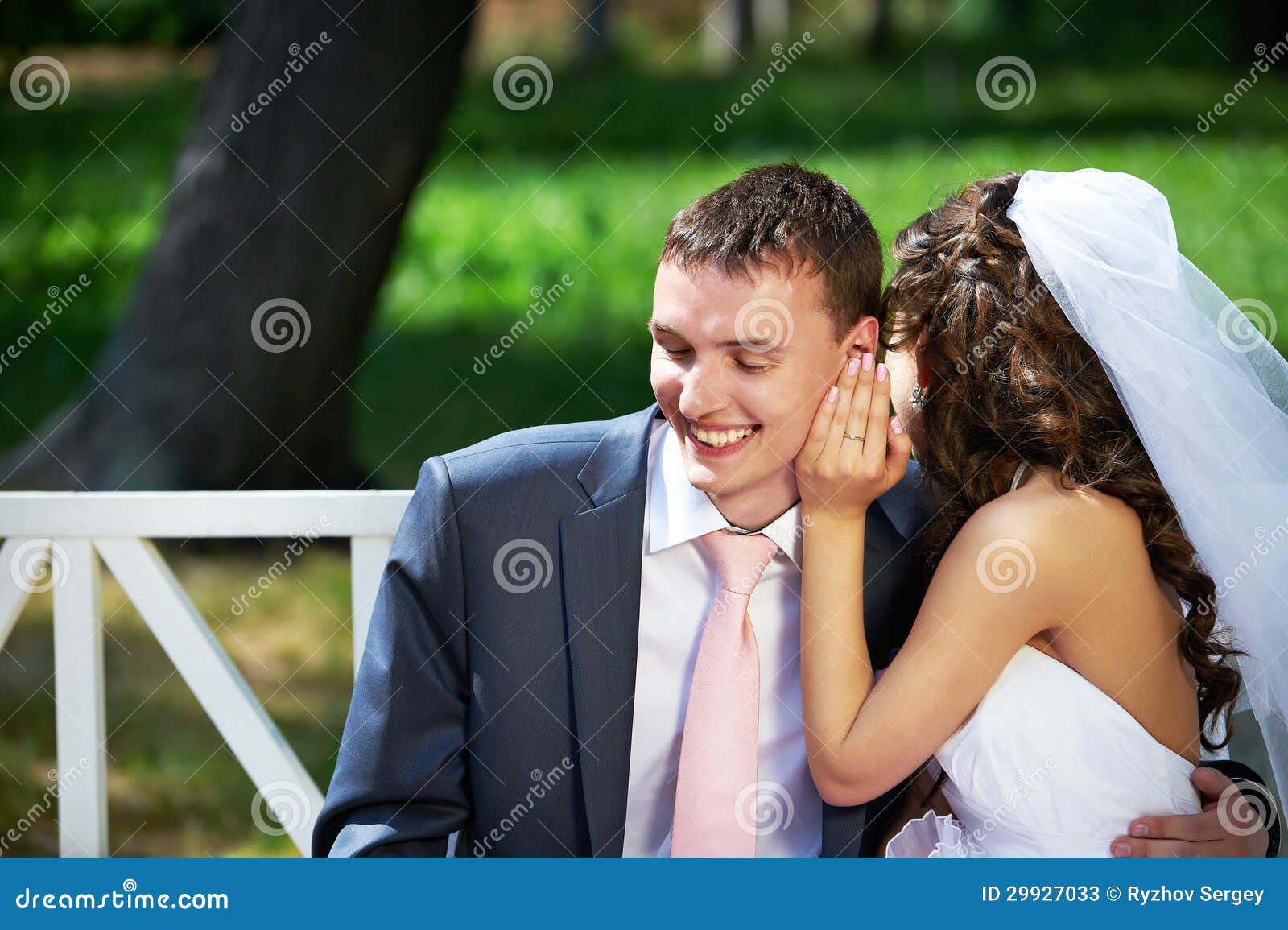 Bride says secret to groom stock image. Image of dress - 29927033