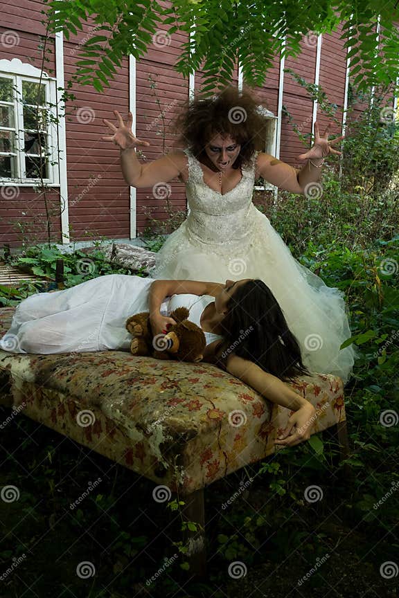 Bride and scared victim stock image. Image of insane - 45957505