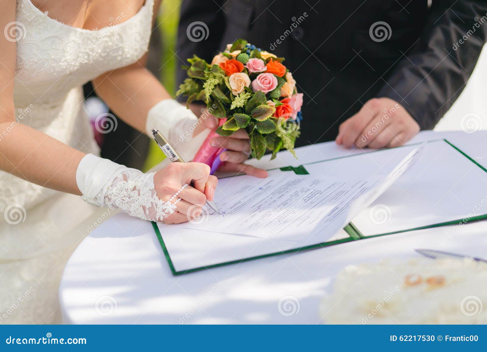 Bride Signing Marriage License Stock Photo - Image of bride, engagement ...