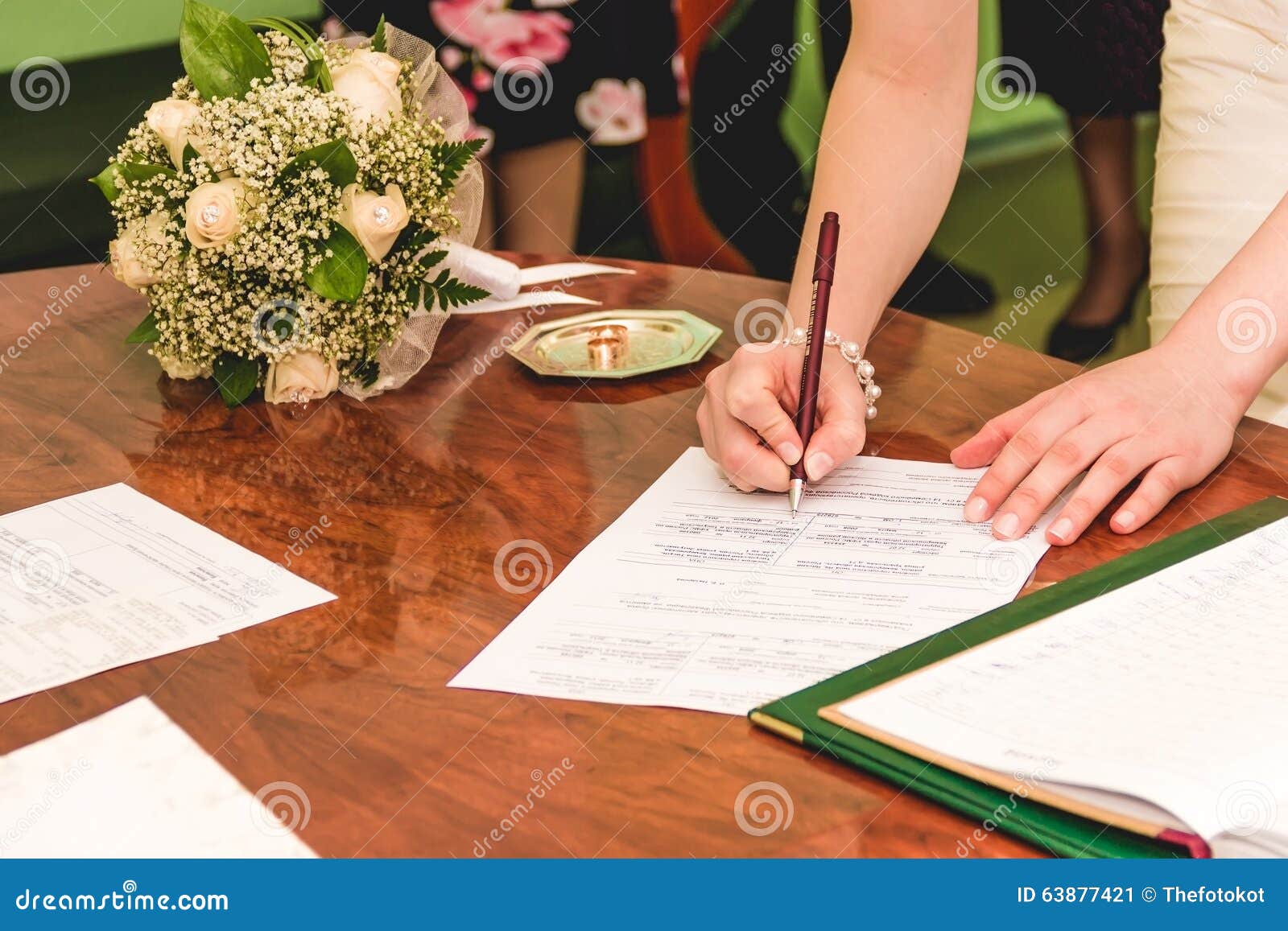 Bride Signing Marriage License Stock Image - Image of matrimony ...