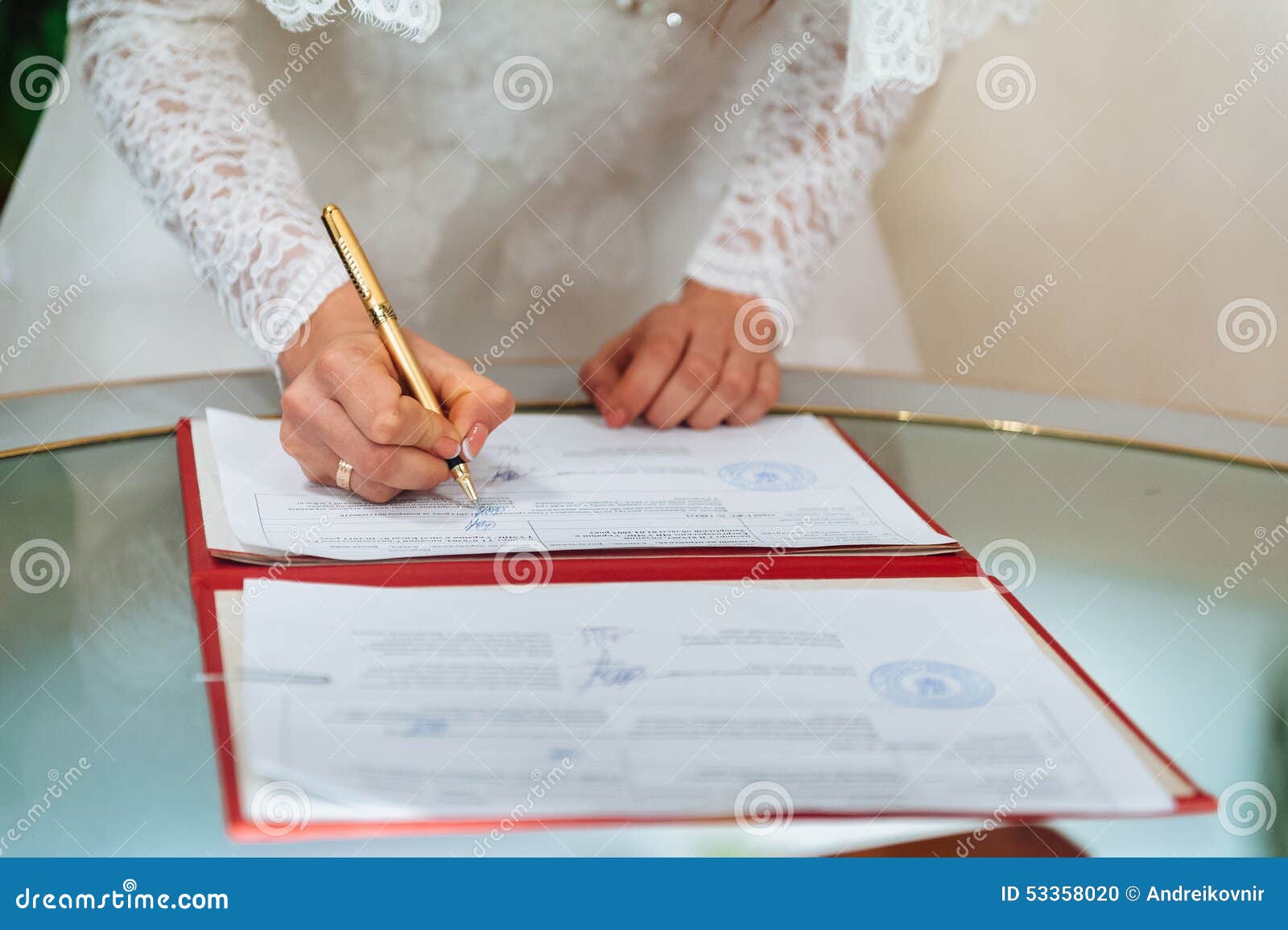 Bride Signing Signature on Wedding Certificate Stock Photo - Image of ...