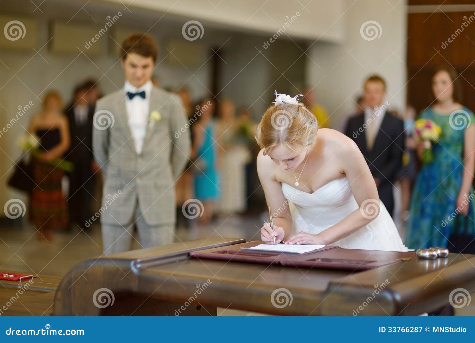 Bride Signing a Wedding Contract Stock Image - Image of life, legal ...