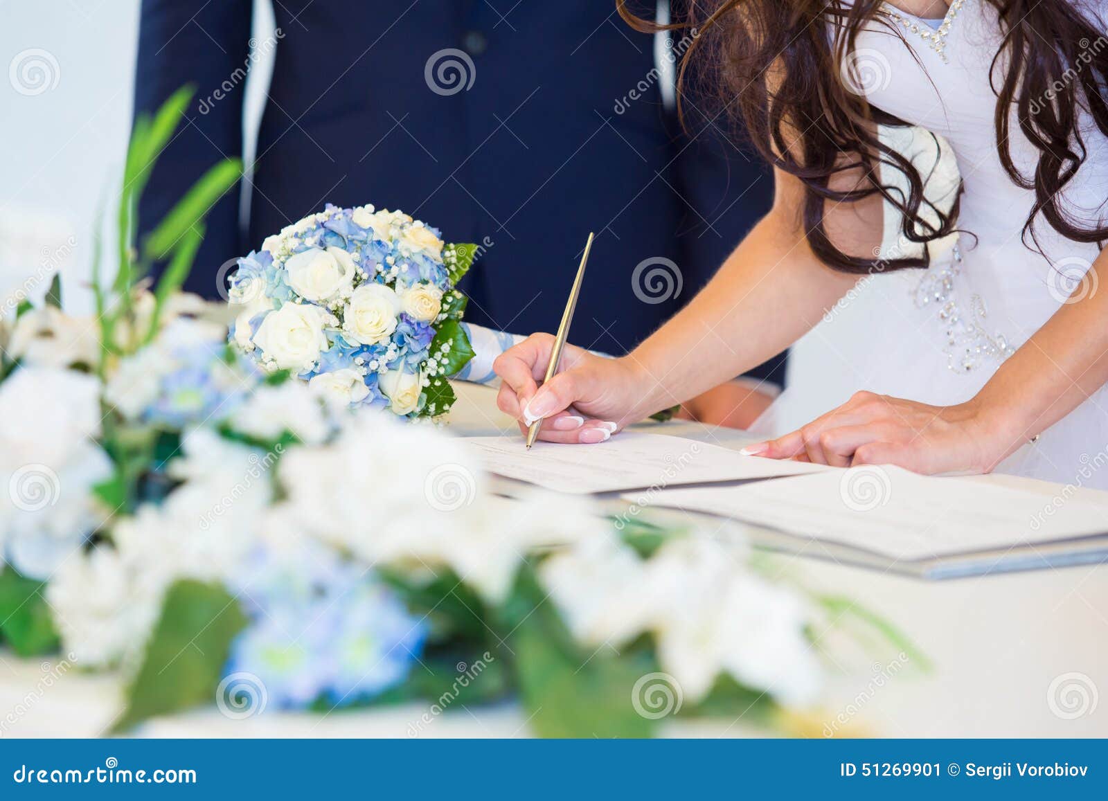 Bride Signing Wedding License Stock Image - Image of groom, bride: 51269901