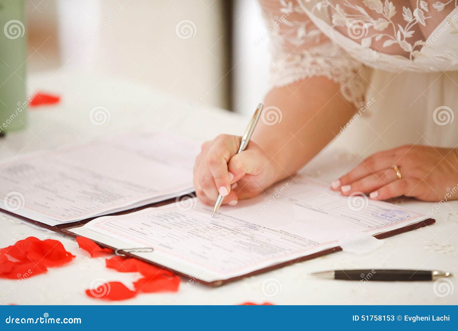 Bride Signs Marriage Certificate Royalty-Free Stock Photography ...