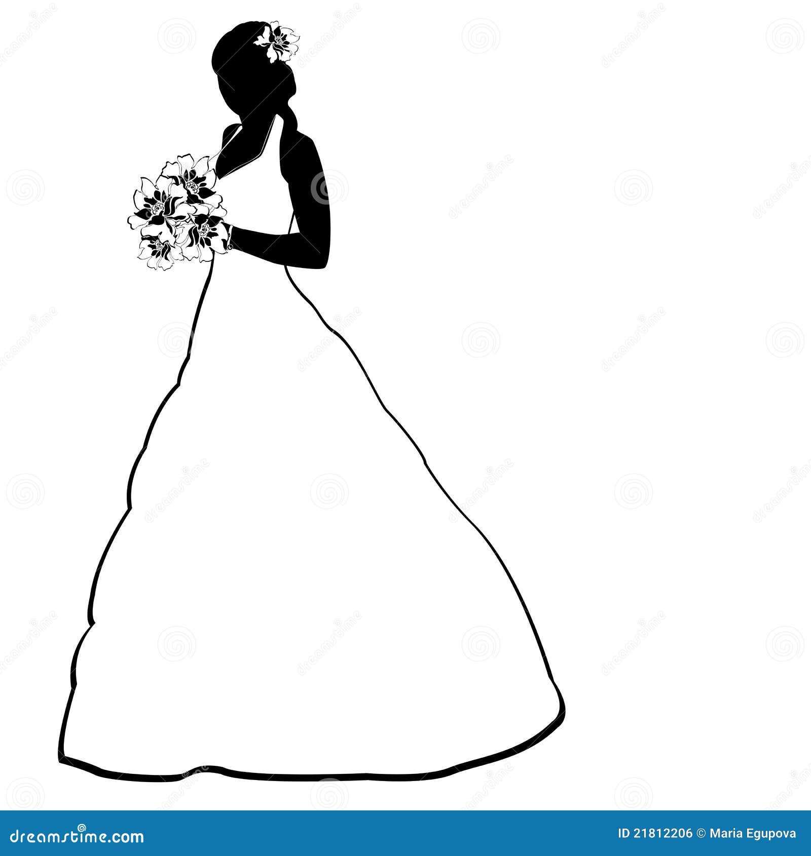 Bride silhouette on white stock vector. Illustration of white - 21812206