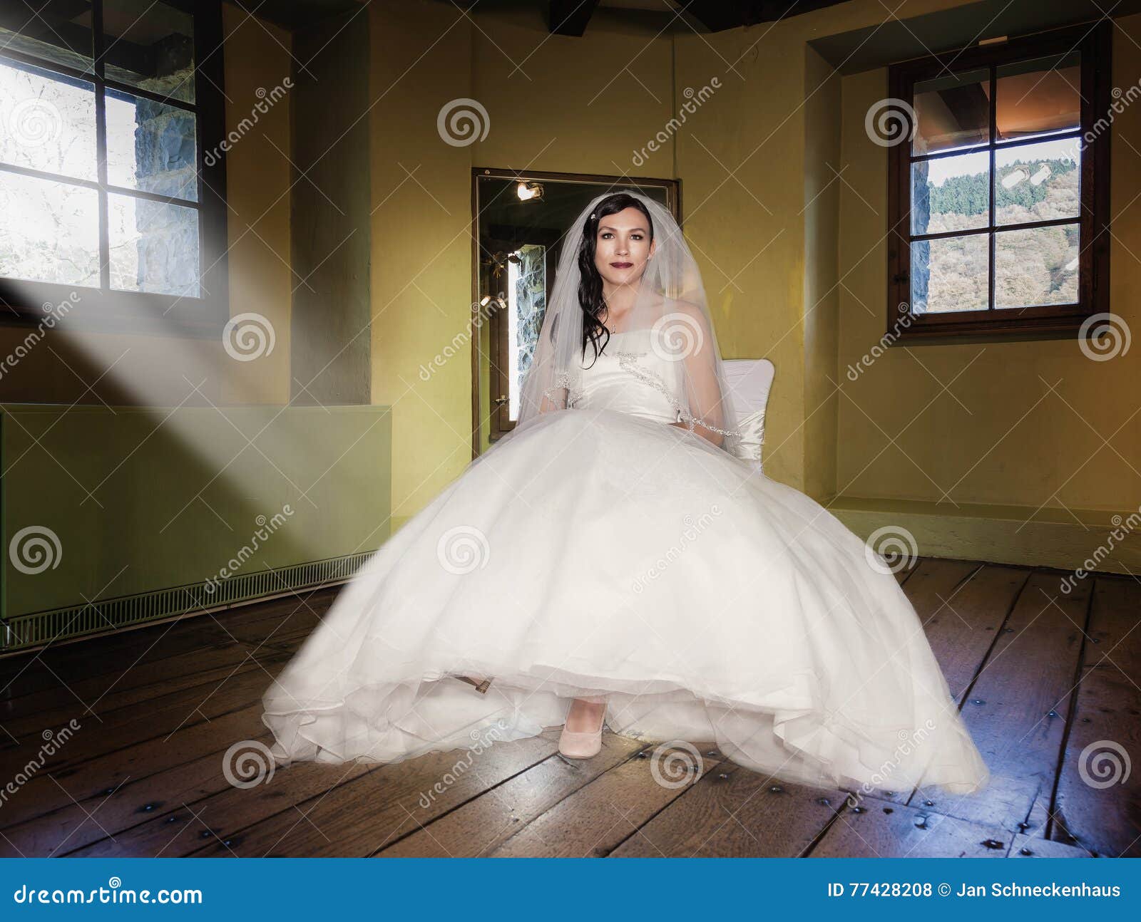 Bride Sitting on a Chair in a Room Stock Photo - Image of palace ...