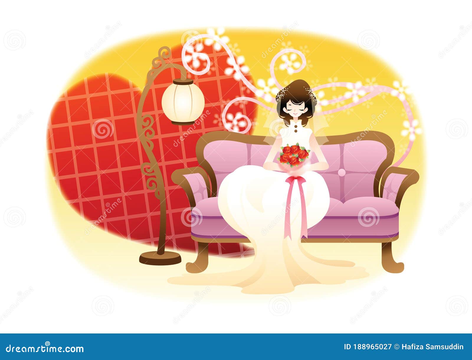 Bride Sitting on Sofa. Vector Illustration Decorative Design Stock ...