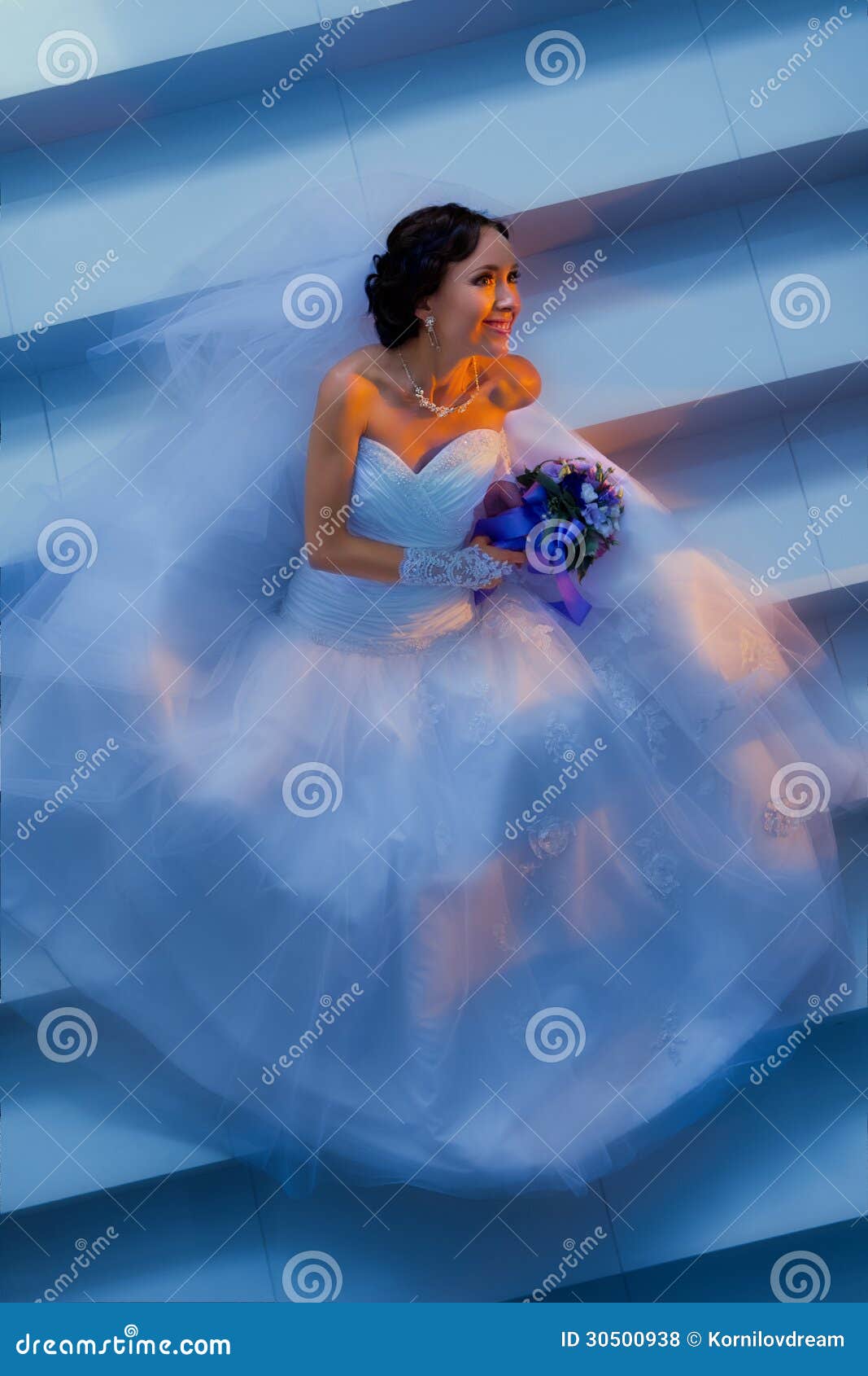 Bride Sitting on the Stairs Stock Photo - Image of marriage, lady: 30500938