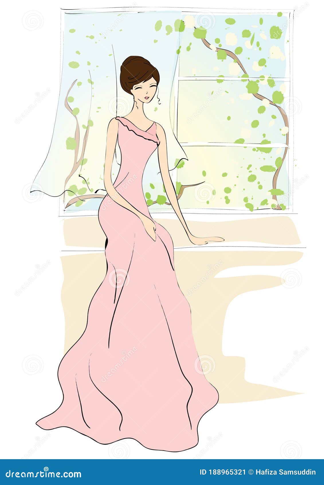 Bride Sitting. Vector Illustration Decorative Design Stock Vector ...