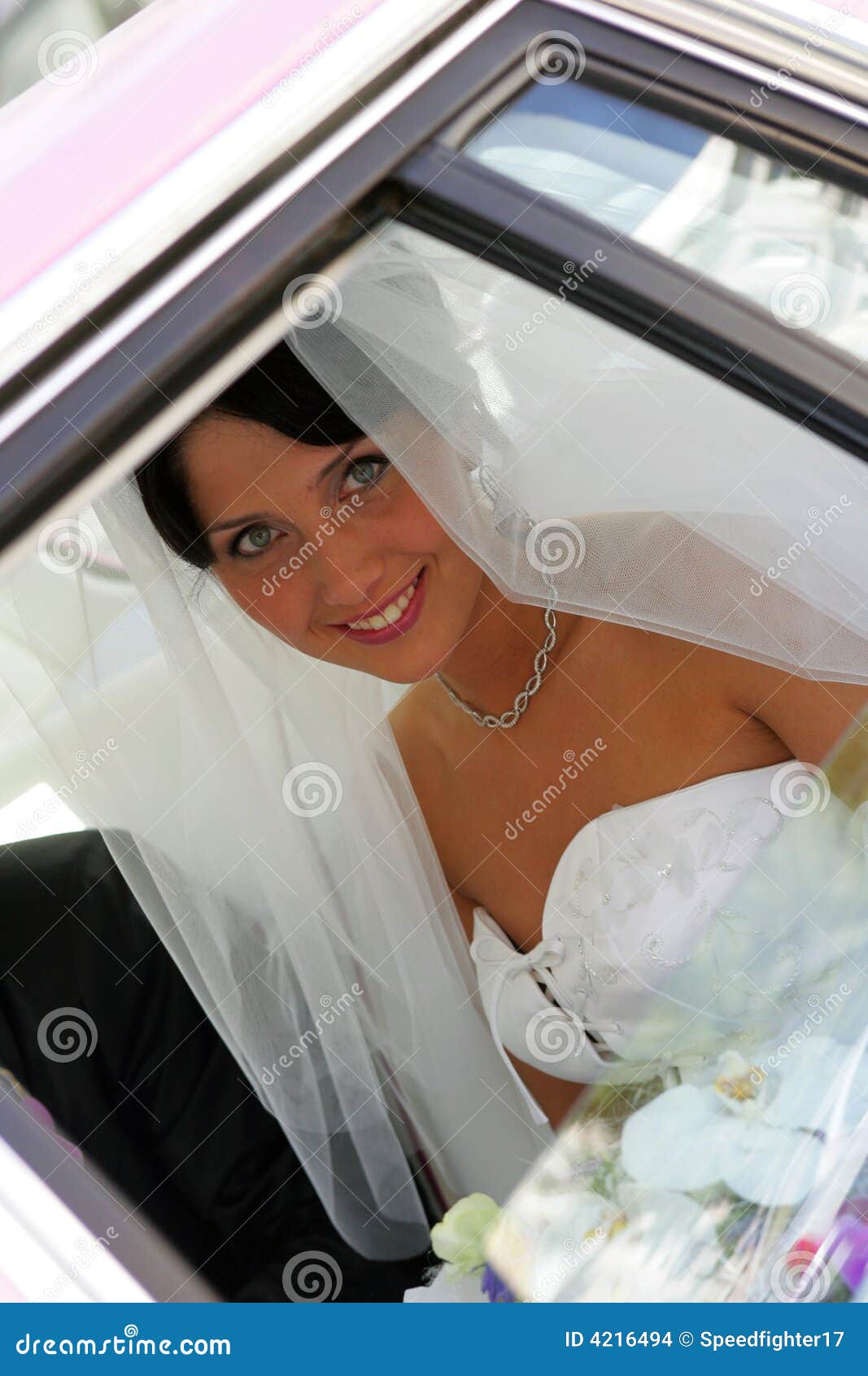 Bride Smiling through Window Stock Photo - Image of emotions, beautiful ...