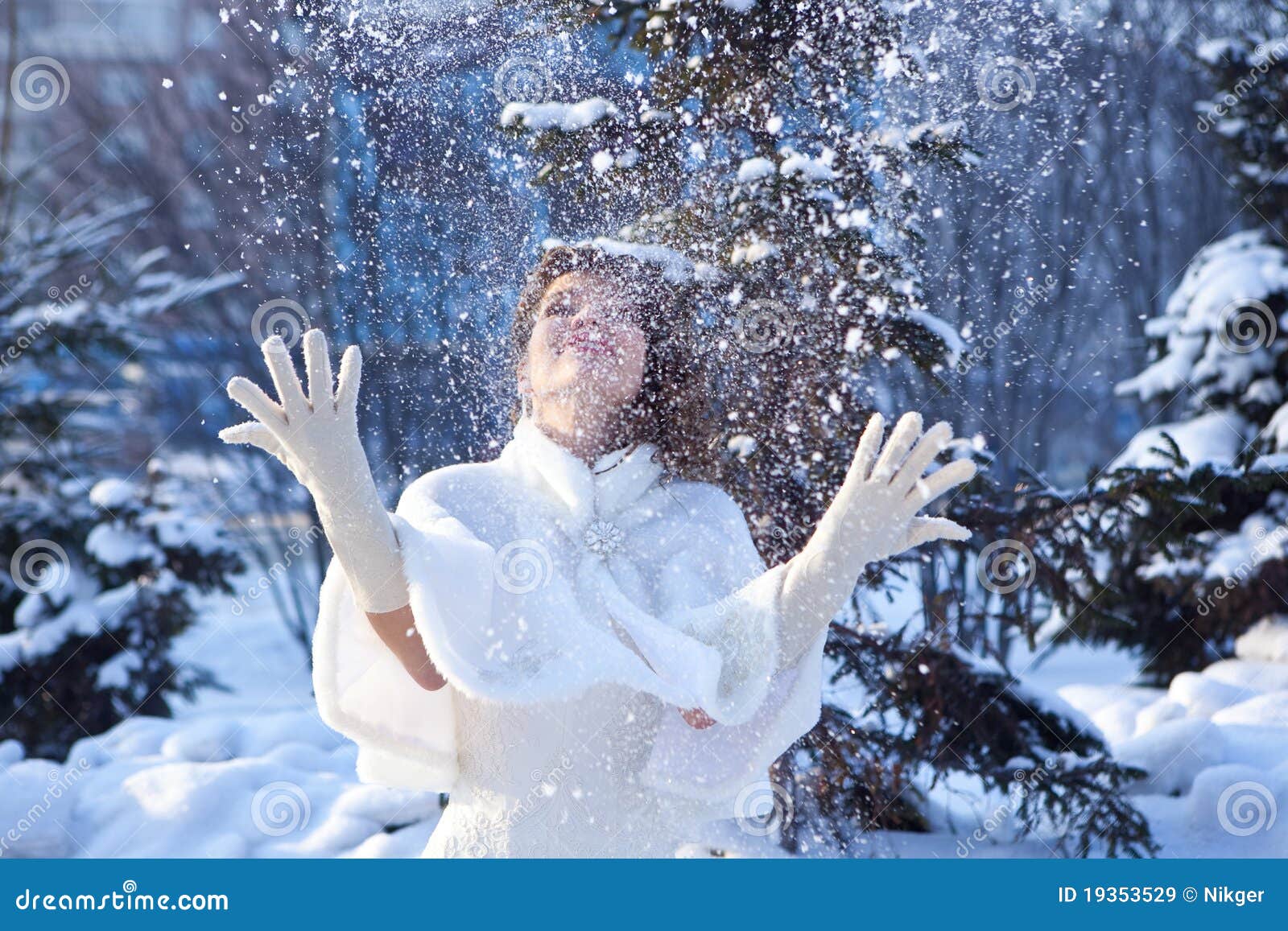 Bride and snow stock image. Image of snow, couple, veil - 19353529