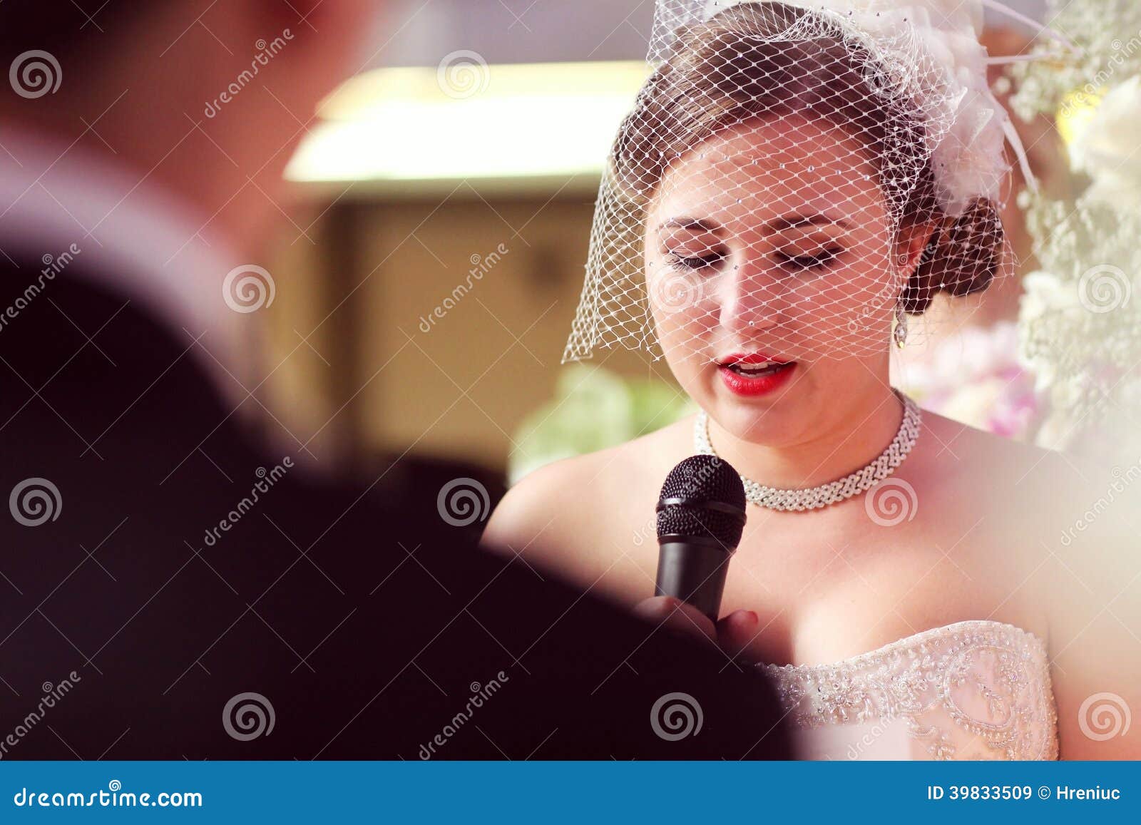 Bride speaking or singing stock image. Image of beautiful - 39833509