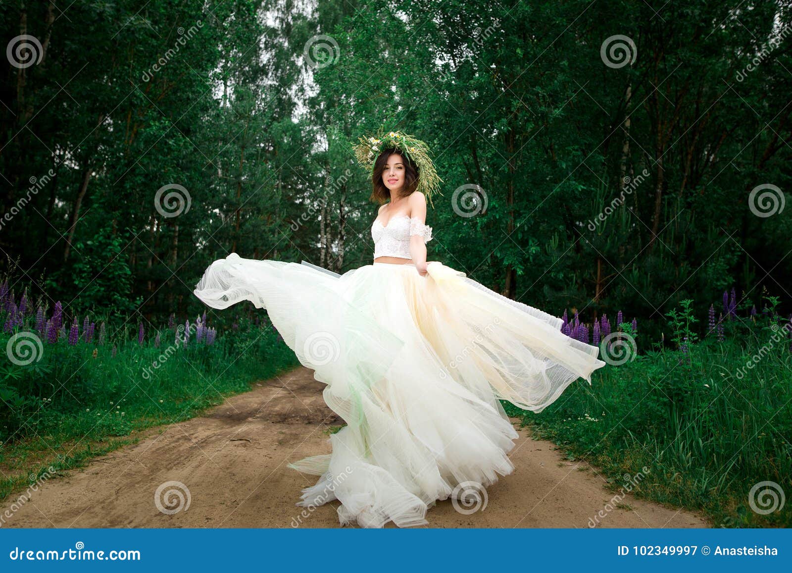 The Bride is Spinning in Her Dress Stock Image - Image of marriage ...