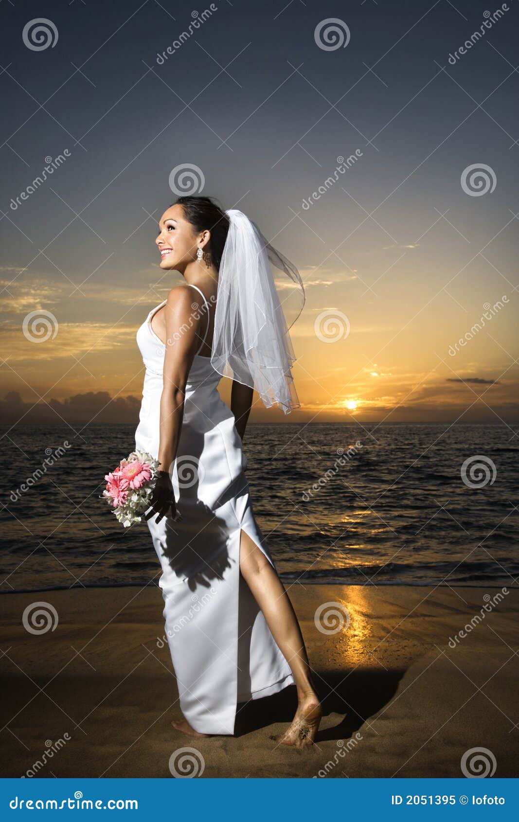 Bride Standing Holding Bouquet Stock Image - Image of female, veil: 2051395