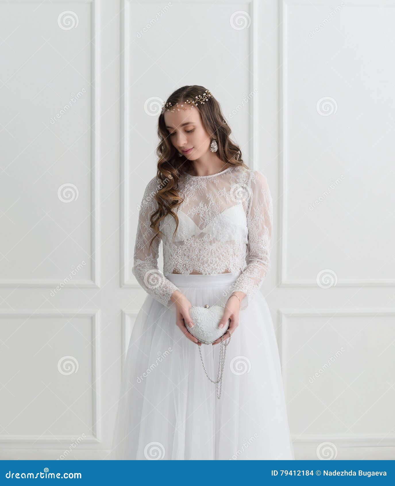 Bride Standing with Wedding Accessories Stock Photo - Image of pretty ...