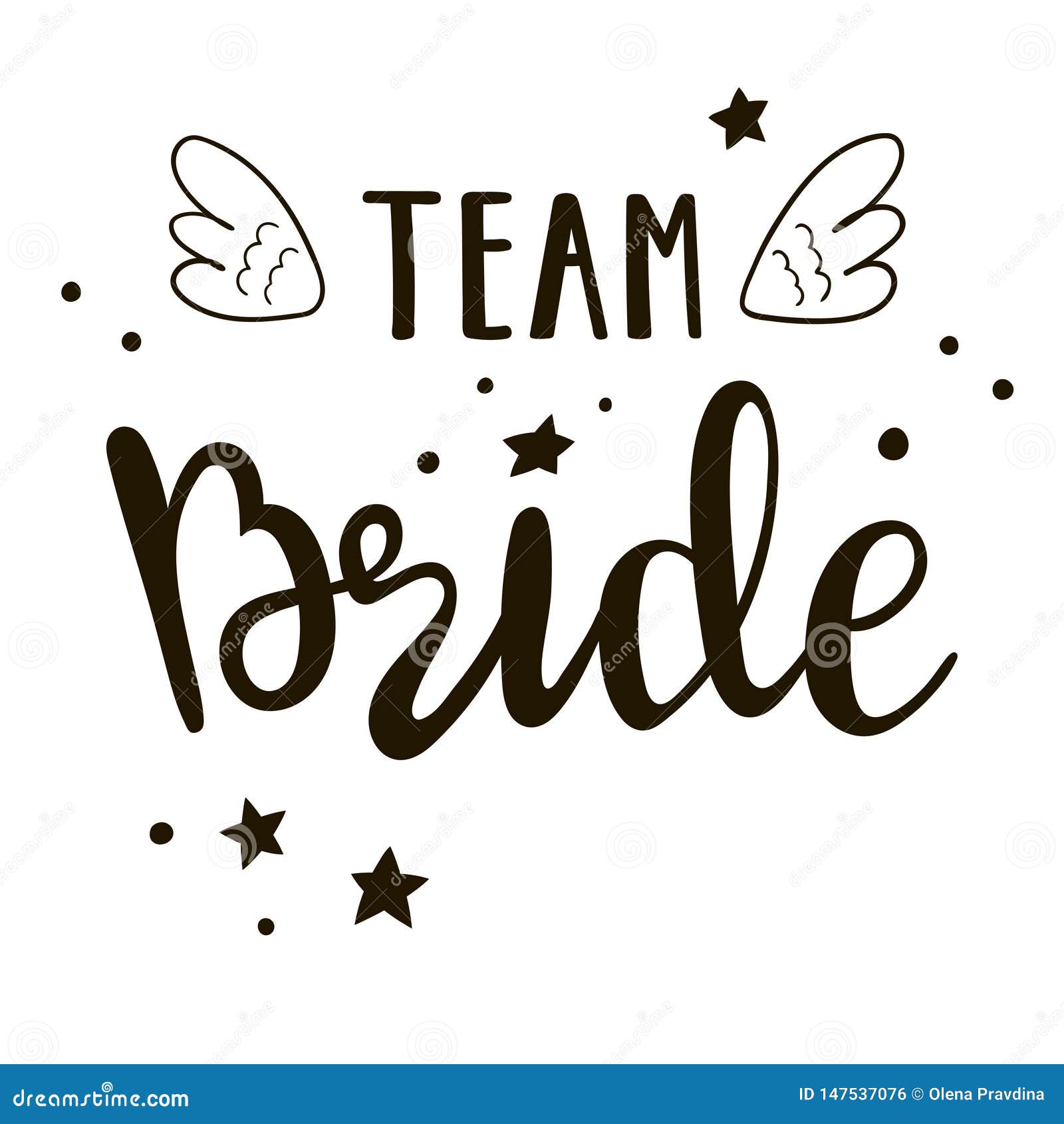 Bride Team Word Calligraphy Fun Design Lettering Text Vector