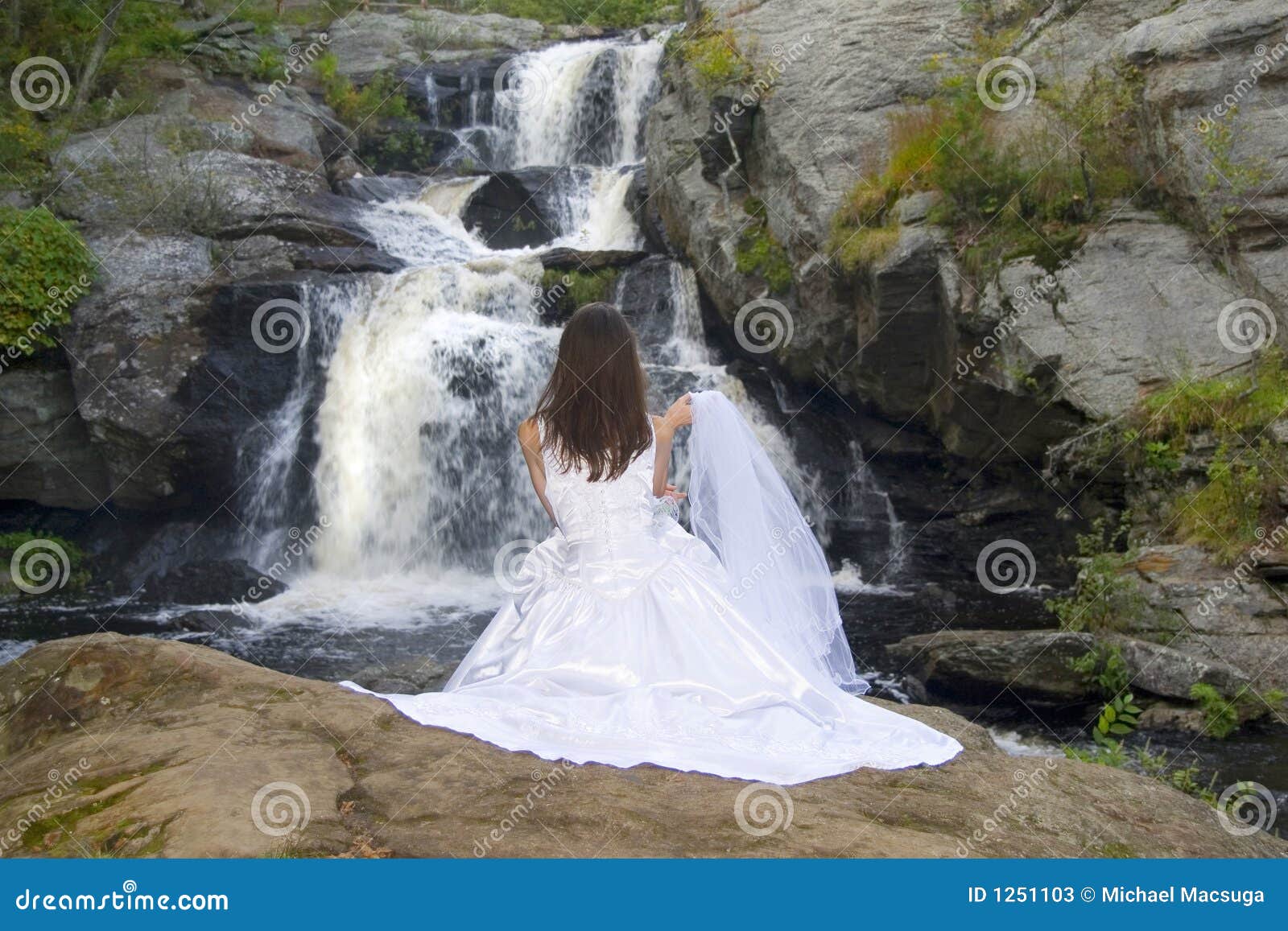 Bride at Waterfall stock image. Image of veil, macsuga - 1251103