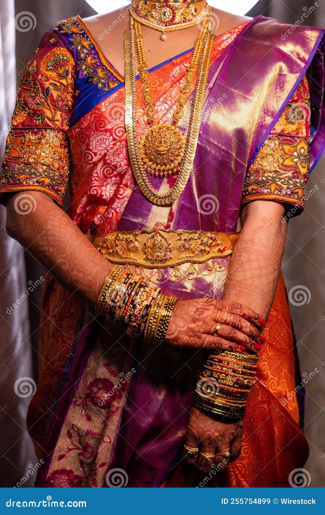 Bride Wearing Traditional Indian Bangles during the Wedding in Closeup ...