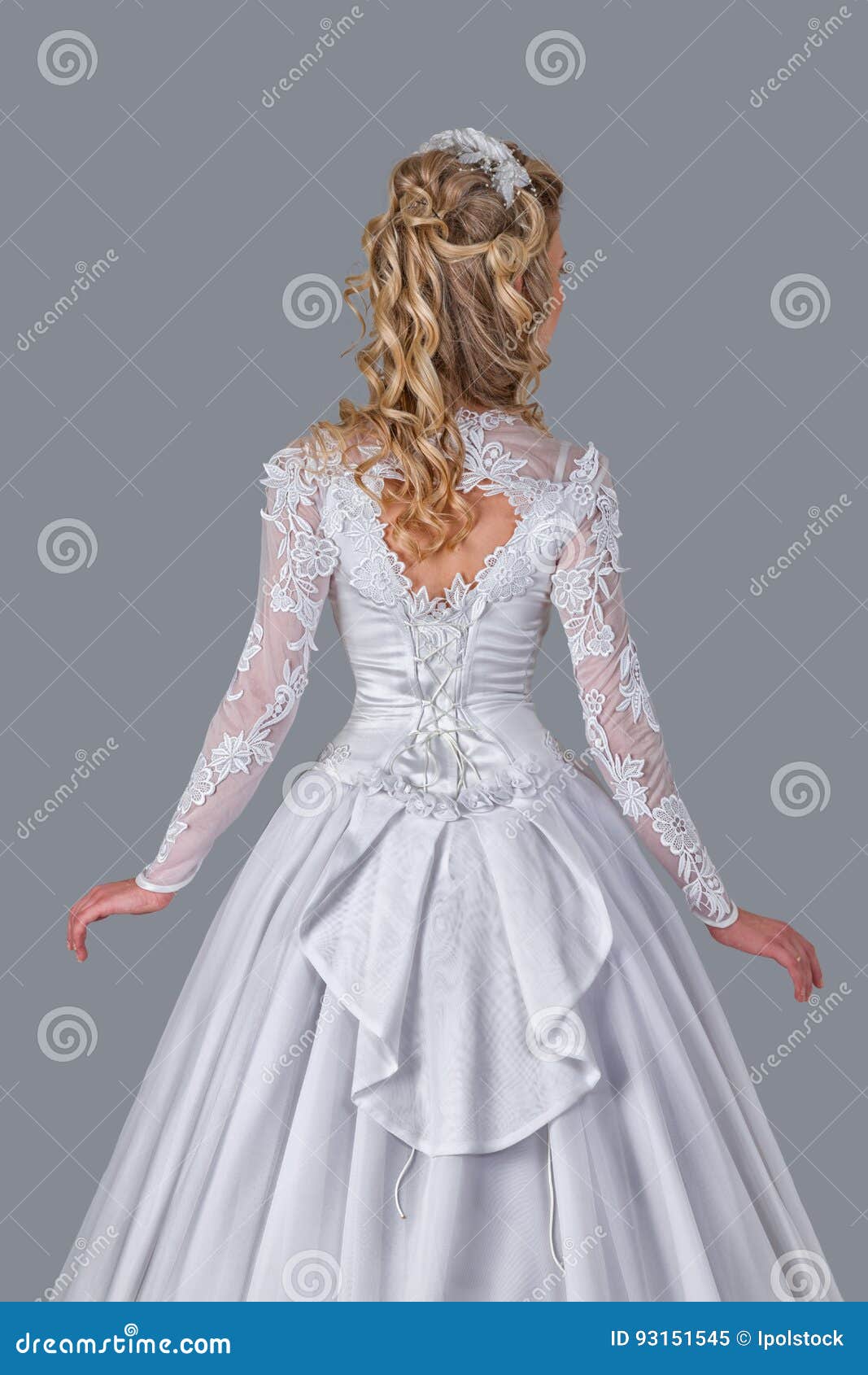 Bride in Wedding Gown Rear View Stock Image - Image of girl, elegance ...