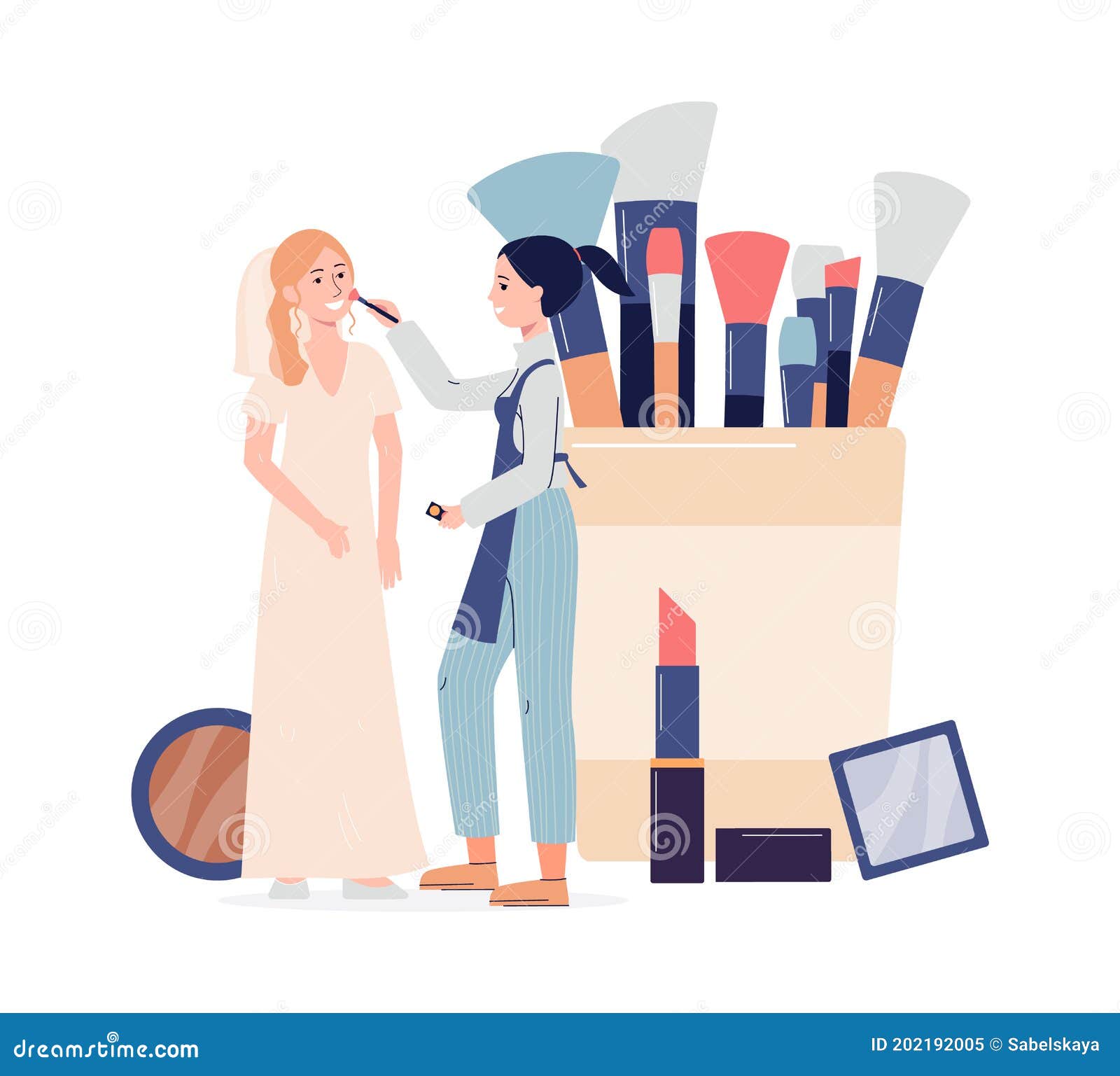Makeup Artist Applying Bride Stock Illustrations – 5 Makeup Artist ...