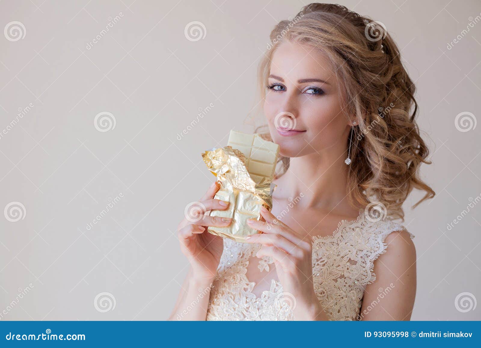 The Bride is White Chocolate Candy Wedding Portrait Stock Photo - Image ...