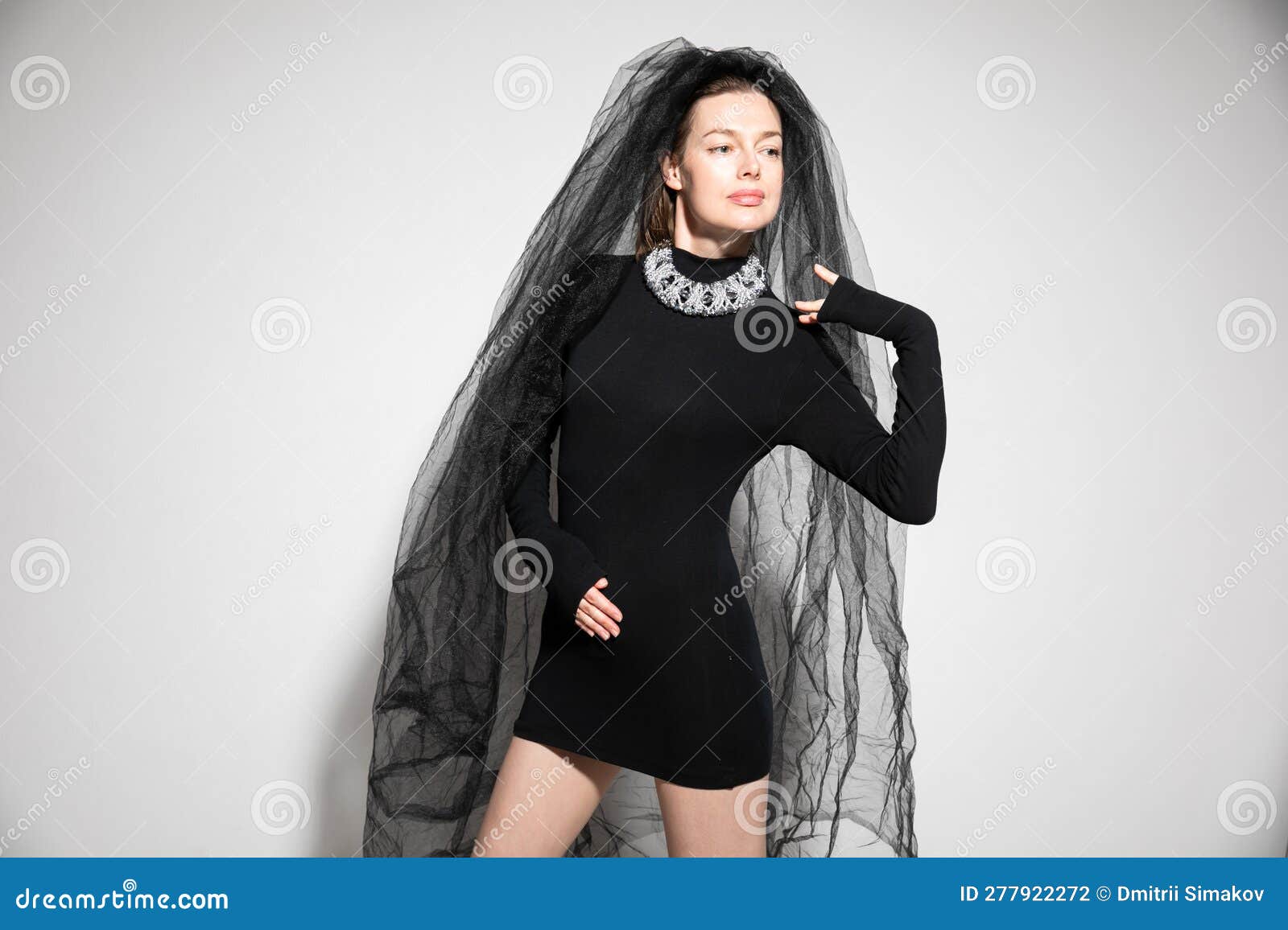 Bride Witch Witch in Black Clothes with Veil Stock Photo - Image of ...
