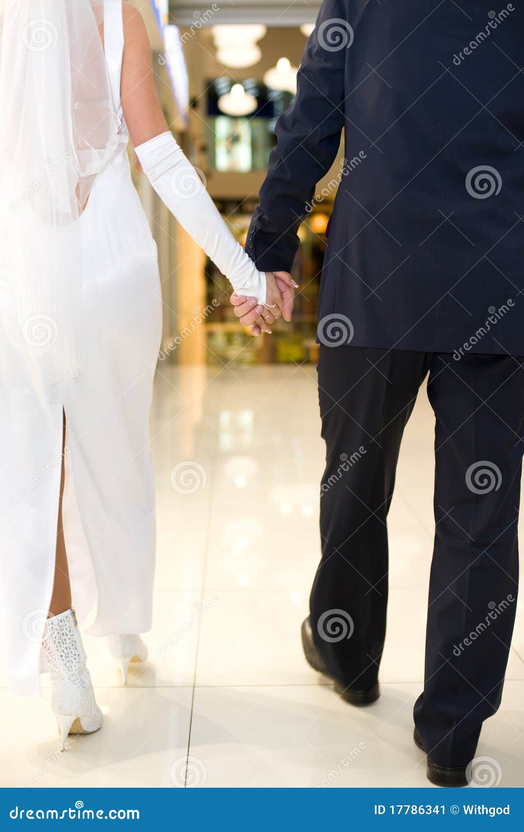 Bridegroom and Bride Walk in Mall Stock Image - Image of dress, talk ...