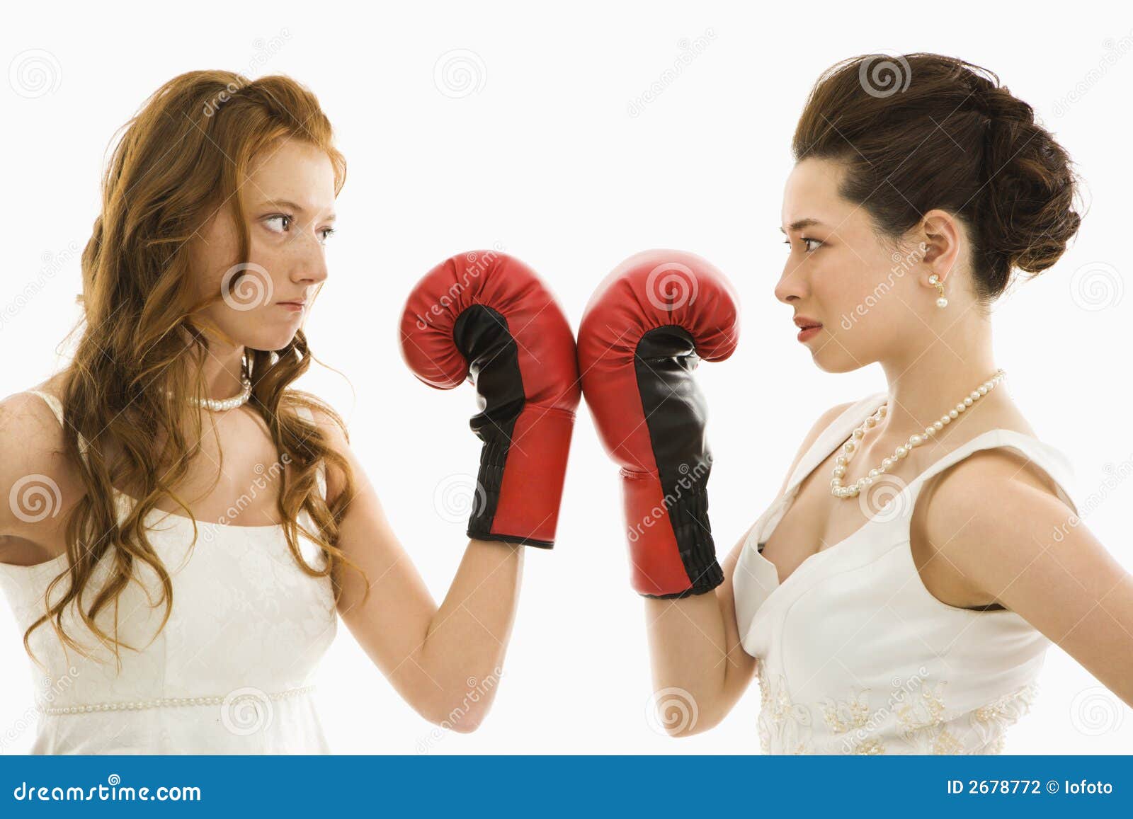 Brides with boxing gloves. stock photo. Image of wife - 2678772